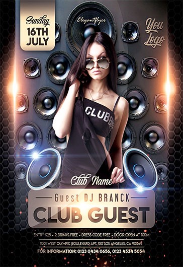 Black and Gold Creative Club Guest Premium Flyer Template PSD | by ...
