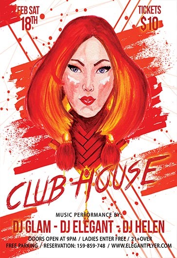 White Illustrated Club House Premium Flyer Template PSD | by Elegantflyer