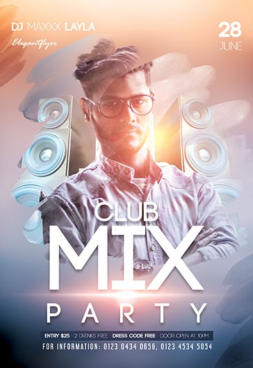 White Exclusive Club Mix Party Premium Flyer Template PSD | by Elegantflyer