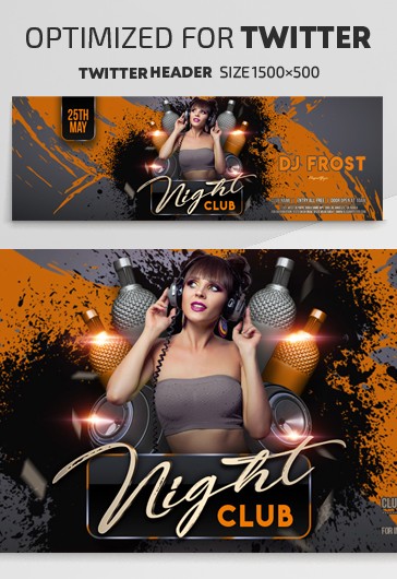 Club Night - Twitter Header PSD Template - 10026603 | by ElegantFlyer