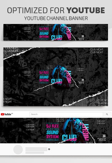 Black Modern Club Night Youtube Premium Social Media Template PSD | by ...