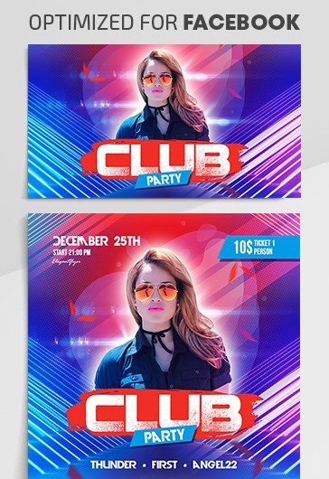 Blue Modern Club Party Facebook Premium Social Media Template PSD | by ...