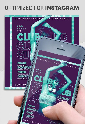 Blue Dark Club Party Instagram Premium Social Media Template PSD | by ...