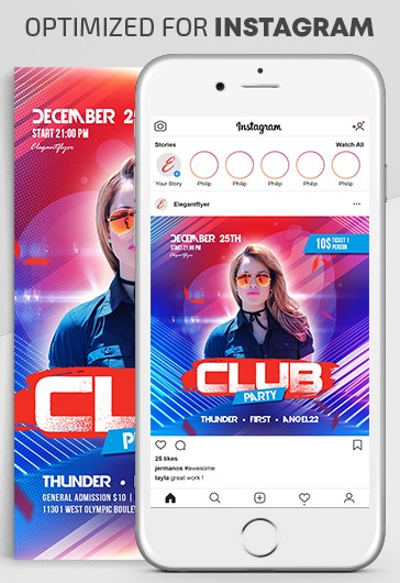 Blue Neon Club Party Instagram Premium Social Media Template PSD | by ...