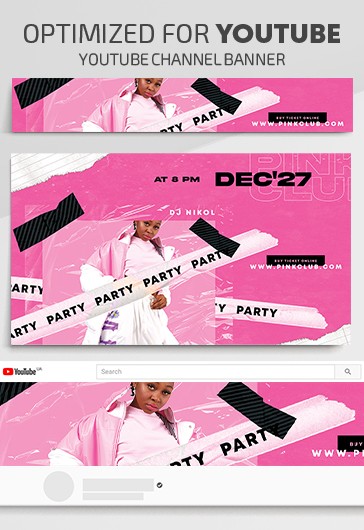 Pink Creative Club Party Youtube Premium Social Media Template PSD | by ...