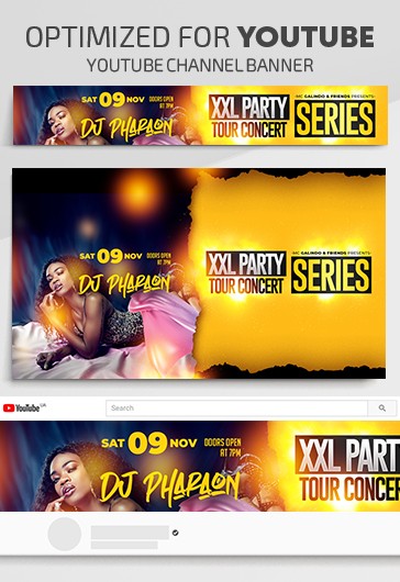 Yellow Creative Club Party Youtube Premium Social Media Template PSD ...