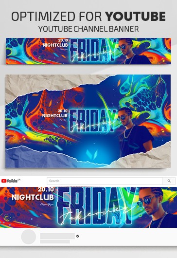 Blue Glow Club Party Youtube Premium Social Media Template PSD | by ...