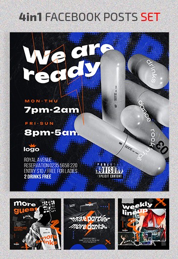 Club Review - Free Facebook Post Templates Set in PSD - 10050076 | by ...