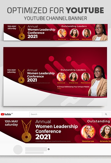 Red Simple Coach Conference Youtube Premium Social Media Template PSD ...