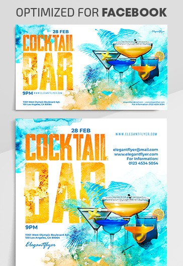 Yellow Watercolor Cocktail Bar Free Social Media Template PSD | by ...