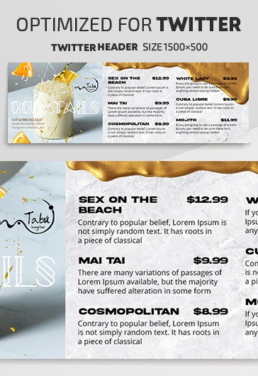 White Creative Cocktail Menu Premium Social Media Template PSD | by ...