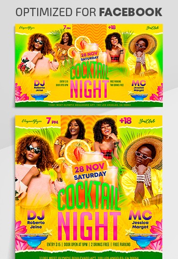 Yellow Creative Cocktail Night Premium Social Media Template PSD | by ...