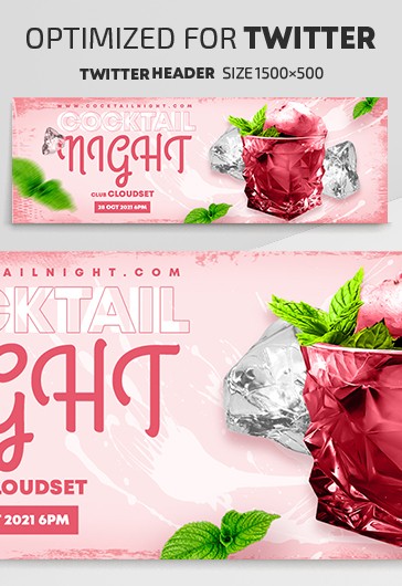 Cocktail Night - Free Twitter Header PSD Template - 10030972 | by ...