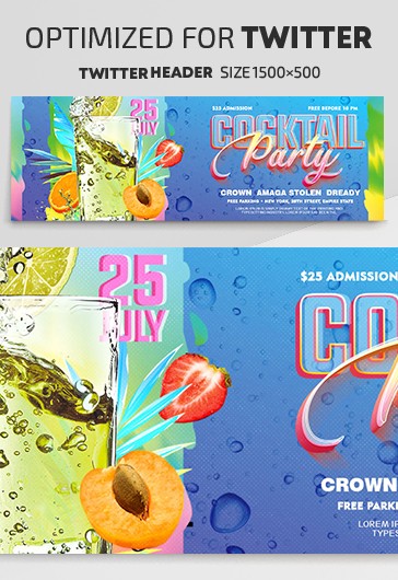Cocktail Party - Free Twitter Header PSD Template - 10030400 | by ...