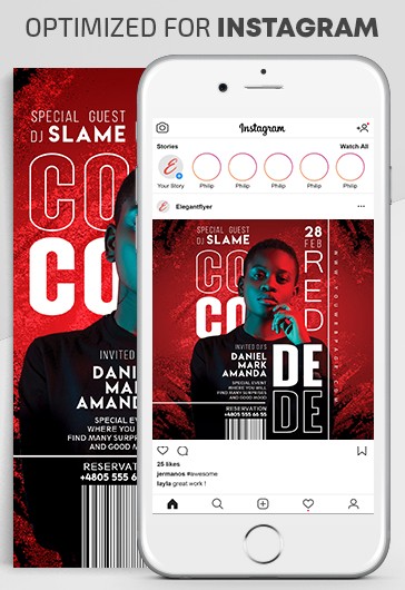 Red Neon Code Red Instagram Premium Social Media Template PSD | by ...