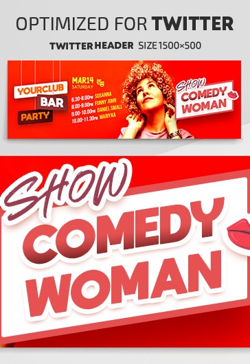 Red Simple Comedy Woman Premium Social Media Template PSD | by Elegantflyer
