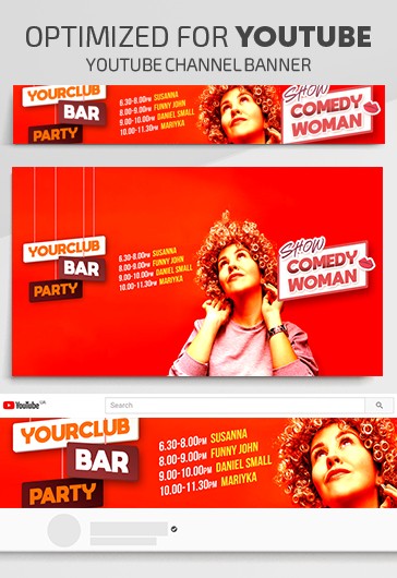 Red Simple Comedy Woman Youtube Premium Social Media Template PSD | by ...
