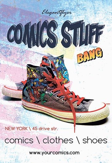 Multicolor Grunge Comics Stuff Free Flyer Template PSD | by Elegantflyer