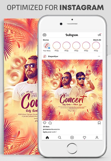 Yellow Creative Concert Instagram Premium Social Media Template PSD ...