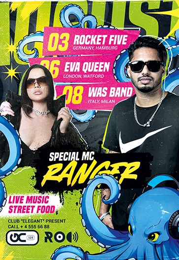 Pink Vintage and Retro Live Concert Premium Flyer Template PSD | by ...