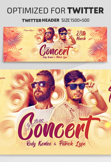 Concert - Twitter Header PSD Template - 10026010 | by ElegantFlyer