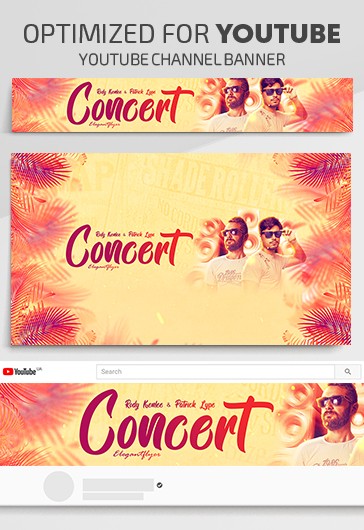 Concert - Youtube Channel banner PSD Template - 10026011 | by ElegantFlyer