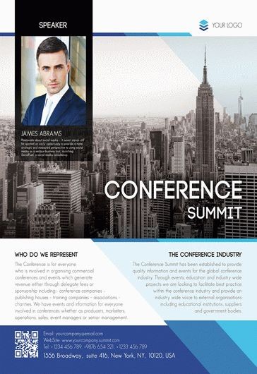 White Professional Conference Summit Premium Flyer Template PSD | by ...
