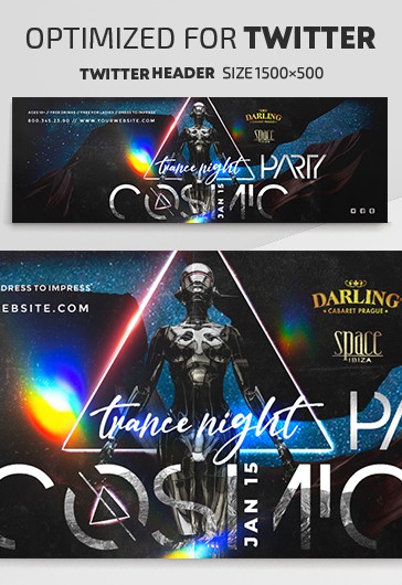 Cosmic Party - Free Twitter Header PSD Template - 10031991 | by ...