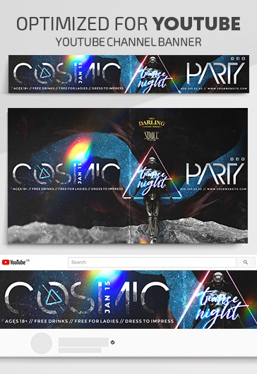 Cosmic Party - Free Youtube Channel banner PSD Template - 10031992 | by ...