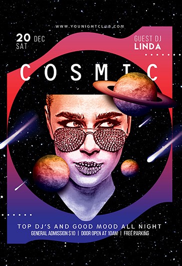 Black Modern Cosmic Party Premium Flyer Template PSD | by Elegantflyer