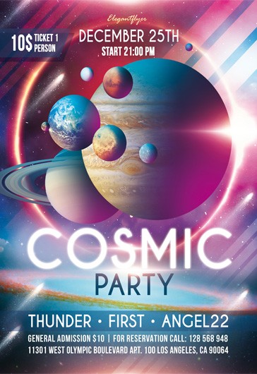 Pink Exclusive Cosmic Party Premium Flyer Template PSD | by Elegantflyer