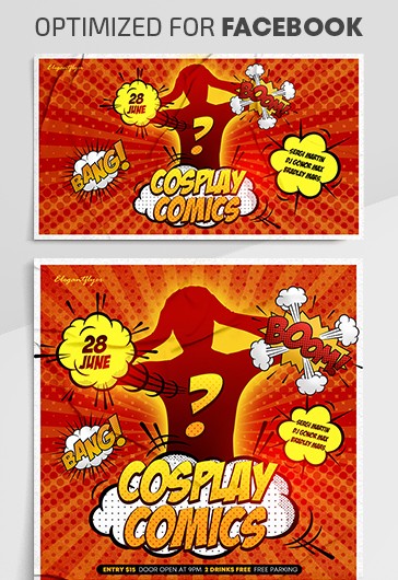 Yellow Creative Cosplay Comics Party Premium Social Media Template PSD