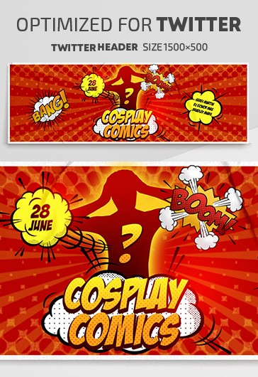 Red Creative Cosplay Comics Party Twitter Premium Social Media Template PSD