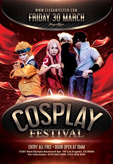 Red Creative Cosplay Festival Premium Flyer Template PSD | by Elegantflyer