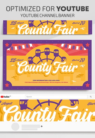Yellow Creative County Fair Youtube Premium Social Media Template PSD ...
