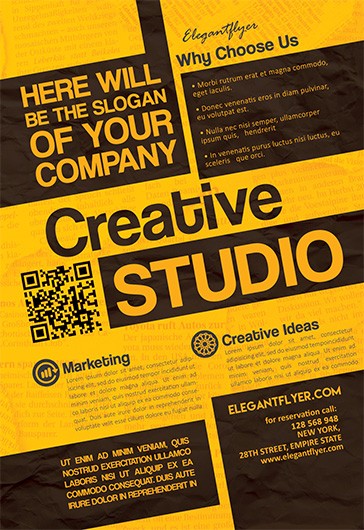 Yellow Professional Creative Studio Premium Flyer Template PSD | by ...