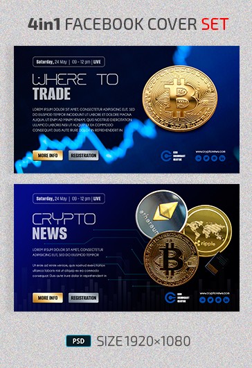 Crypto News - Free Facebook Cover Templates Set in PSD - 10032480 | by ...