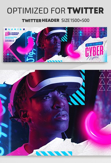 Cyber Night - Free Twitter Header PSD Template - 10031594 | by ElegantFlyer