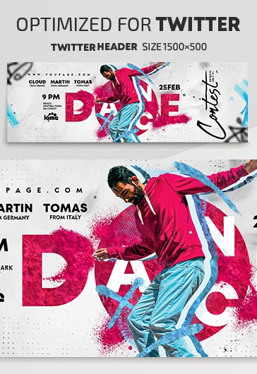 Dance Contest - Free Twitter Header PSD Template - 10032293 | by ...