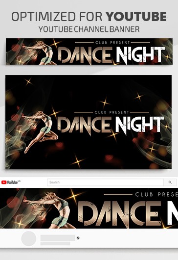 Black Simple Dance Night Youtube Free Social Media Template PSD | by ...