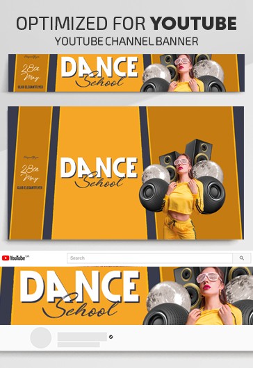 Dance School - Free Youtube Channel banner PSD Template - 10029302 | by ...