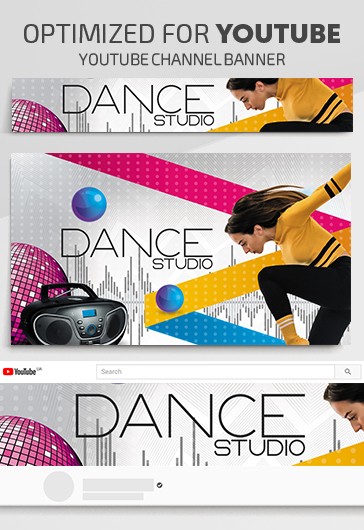 White Creative Dance Studio Youtube Free Social Media Template PSD | by ...