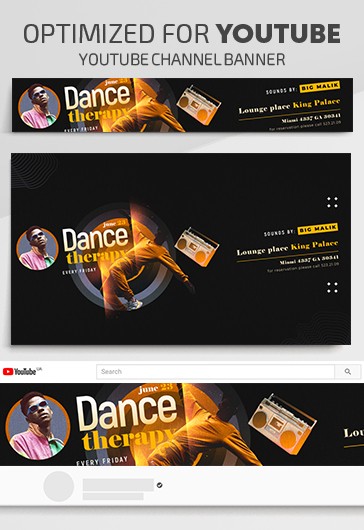 Black Creative Dance Therapy Party Youtube Premium Social Media ...