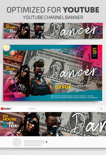 Dancer Party - Free Youtube Channel banner PSD Template - 10030956 | by ...