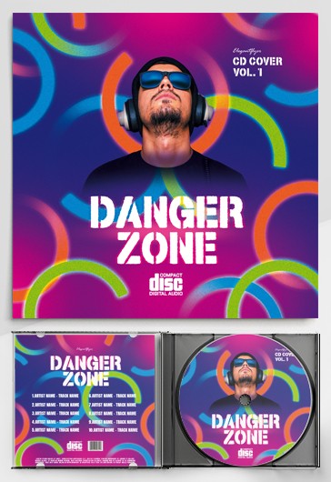 Blue Creative Danger Zone CD Cover Premium CD Album Cover Template PSD
