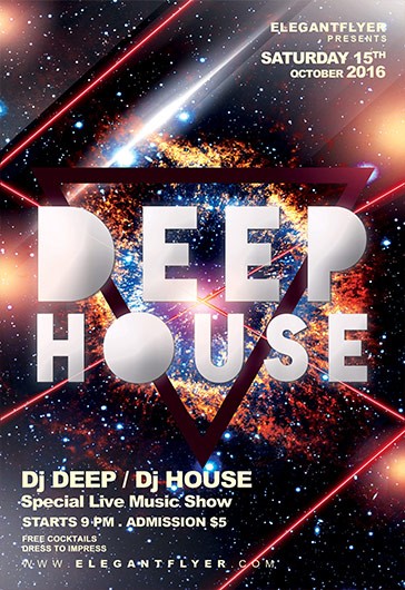 Multicolor Glow Deep House Premium Flyer Template PSD | by Elegantflyer