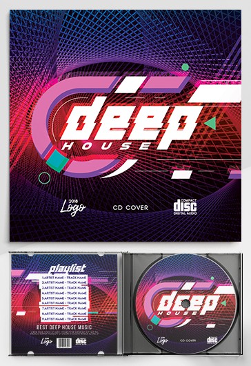 Purple Glitch Deep House Free CD Album Cover Template PSD | by Elegantflyer