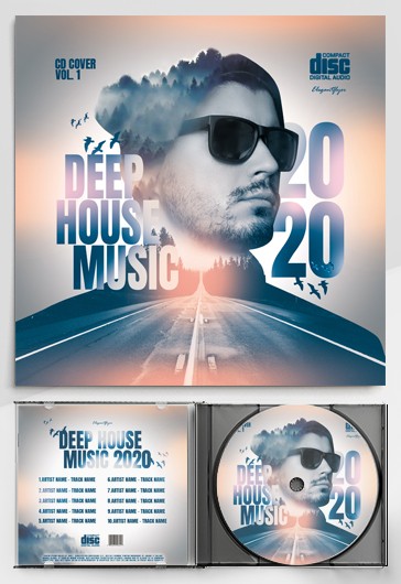 White Simple Deep House Music CD Cover Premium CD Album Cover Template PSD