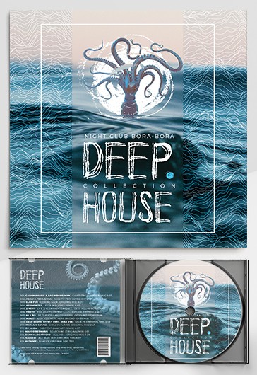 Blue Creative Deep House Music CD Cover Premium CD Album Cover Template PSD