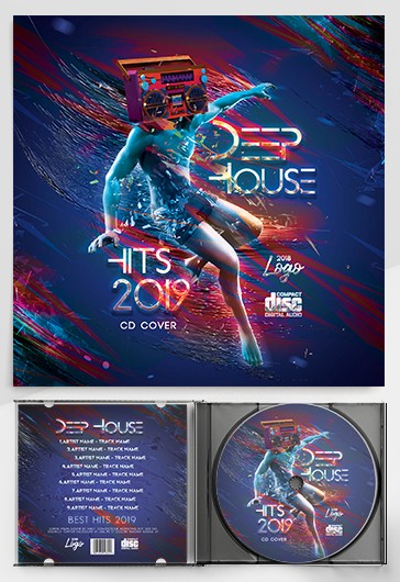 Blue Abstract Deep House Premium CD Album Cover Template PSD | by ...